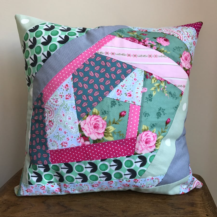 Crazy patchwork cushion - Folksy