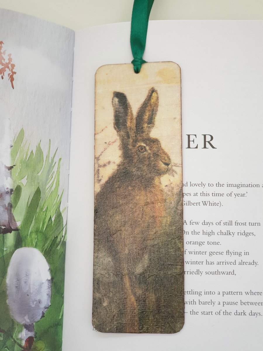 Wooden hare bookmark, gift for a hare lover, Br... - Folksy