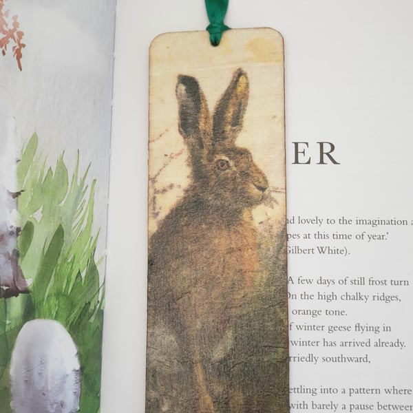 Wooden hare bookmark, gift for a hare lover, Br... - Folksy
