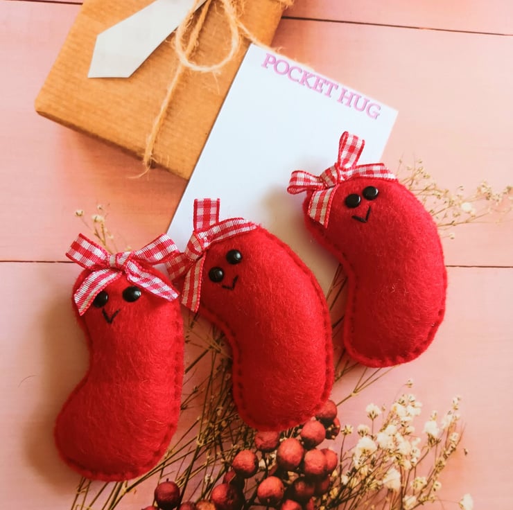 Hand sewn 'jelly bean' pocket hug and pocket hu... - Folksy