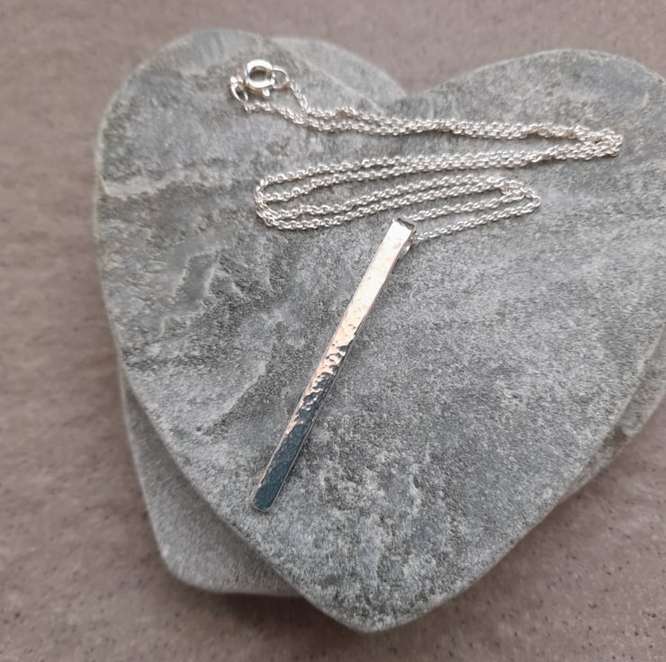 Sterling Silver Long Drop Pendant With Sterling... - Folksy