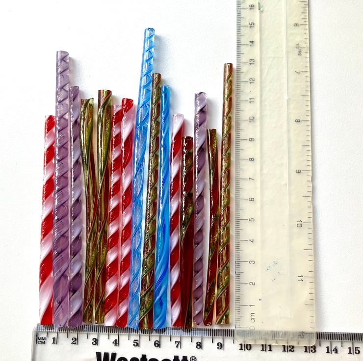 Twisted cane offcuts Bullseye 90 coe glass Vitr... - Folksy