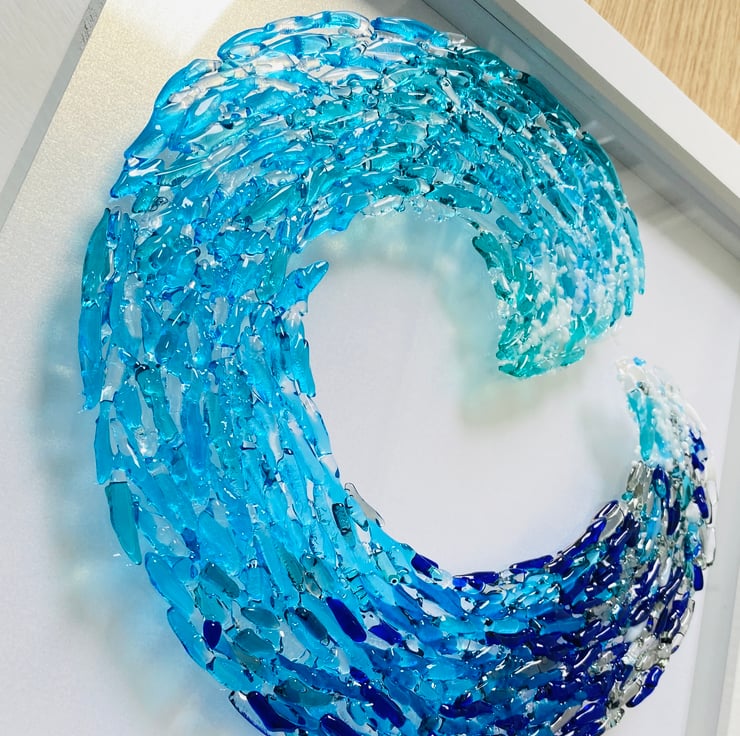Abstract fused glass wave picture - Folksy