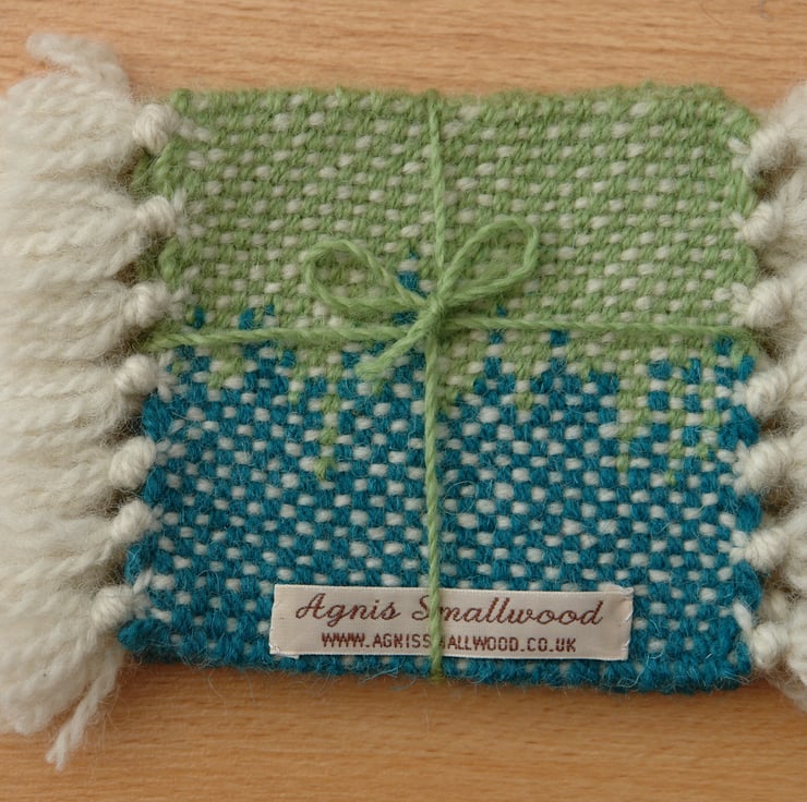 Hand Woven Wool Coasters - Set of 4 - turquoise... - Folksy