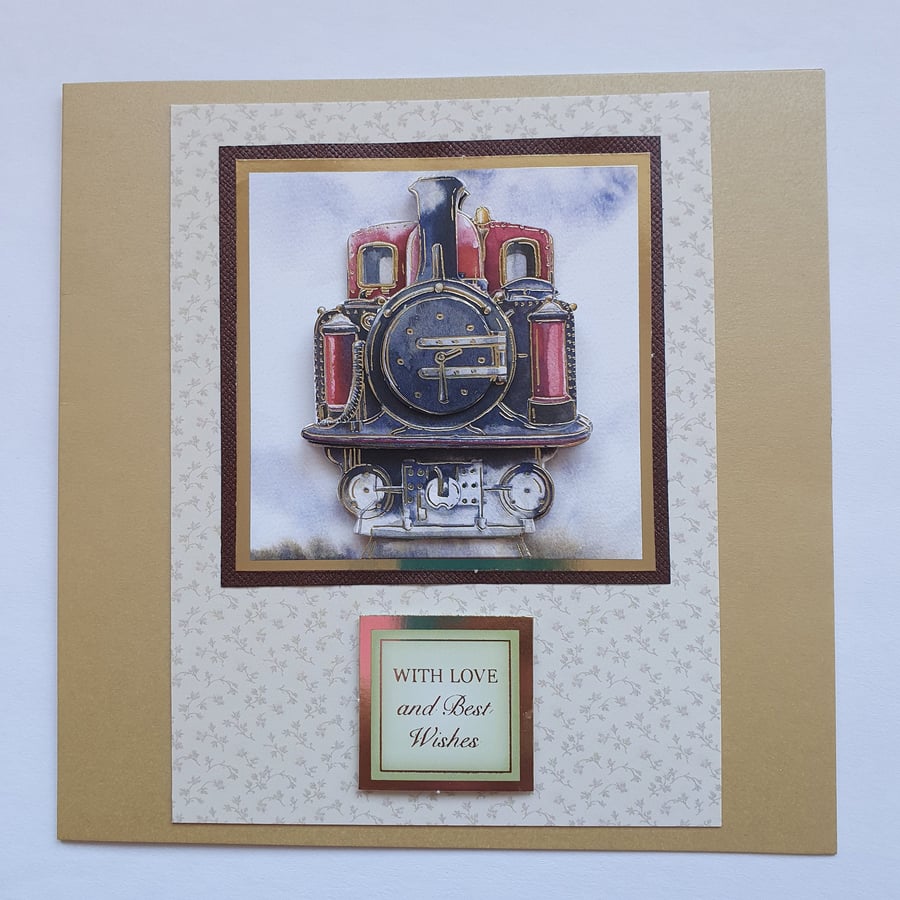 A decoupage steam engine birthday - Folksy
