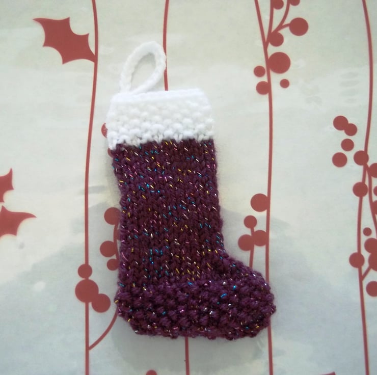 Knitted Christmas mini stocking - Folksy