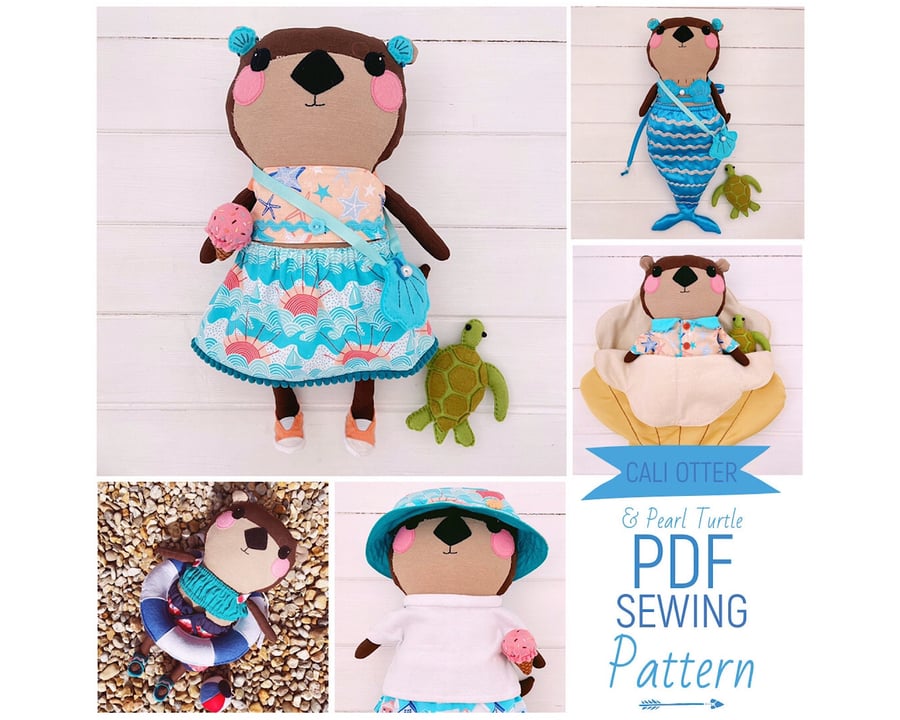 Digital PDF Sewing Pattern for Otter Doll 'Cali... - Folksy