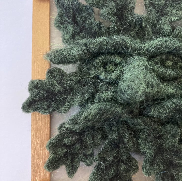 Miniature green man picture, needle felted - Folksy
