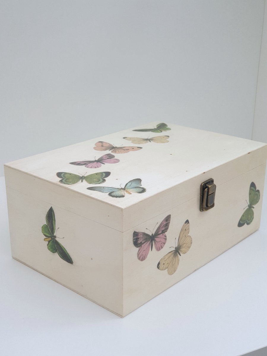 Large decorated Wooden memory keepsake box with... - Folksy
