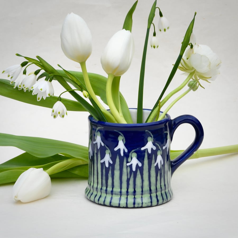 Snowdrop Country Mug - Hand Painted - Folksy