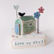 SALE - Garden Shed with Heart and Flowers 'Love... - Folksy