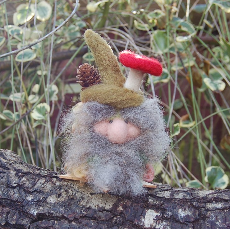 Needle felt Woodland gnome in an enchanted fore... - Folksy