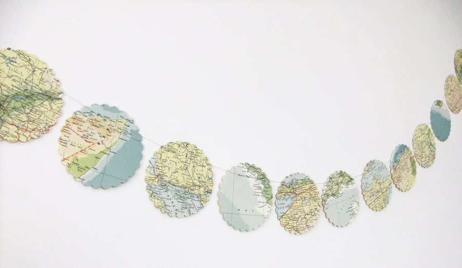 Map Bunting - vintage map bunting - paper bunti... - Folksy