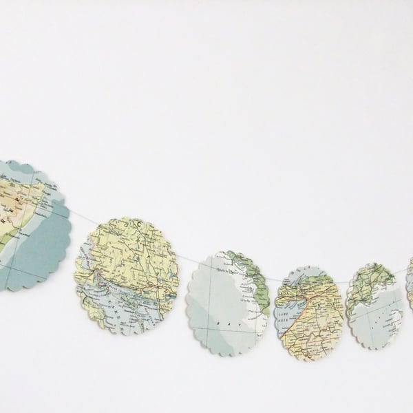 Map Bunting - vintage map bunting - paper bunti... - Folksy