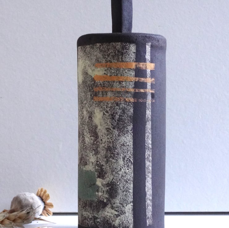 Handmade ceramic bottle art piece. Decorative a... - Folksy