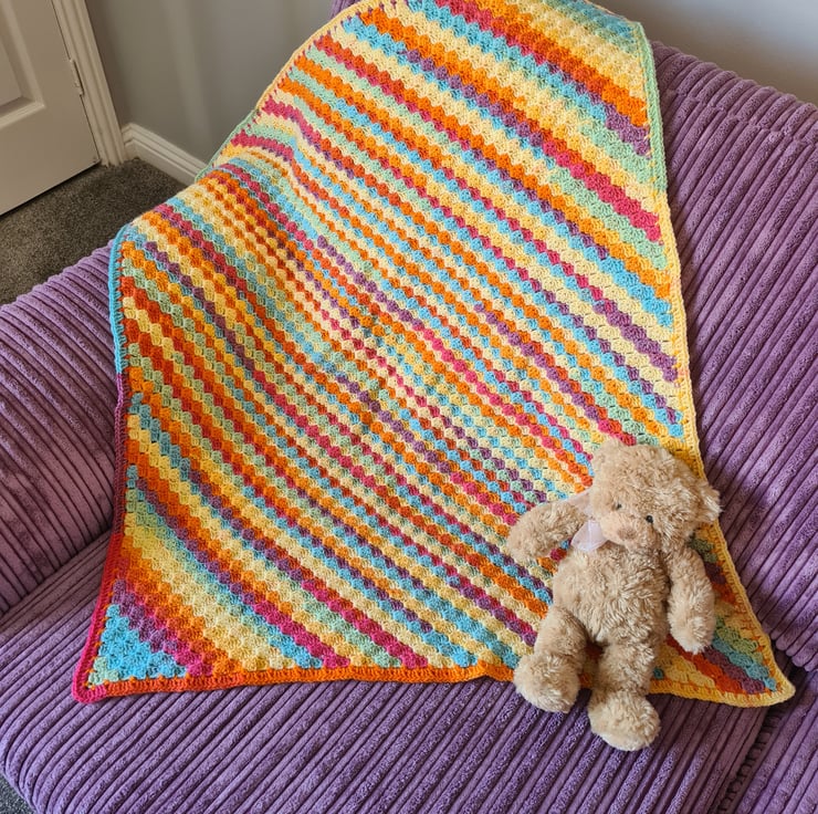 Crochet Rainbow Baby Blanket - Pram, pushchair,... - Folksy