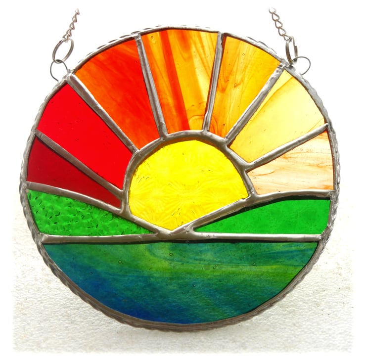 Sunrise Picture Stained Glass Suncatcher Handma... - Folksy