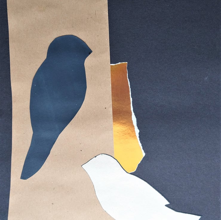 Two Birds Paper Collage - Folksy
