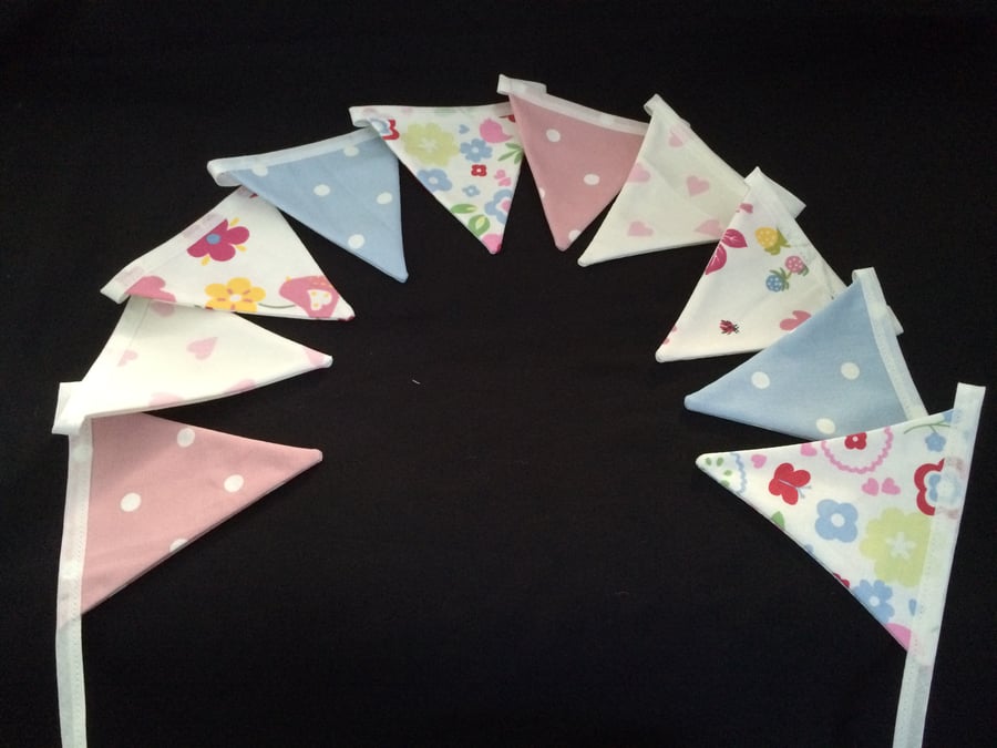 Handmade Double Sided Bunting - Flower themed - Folksy