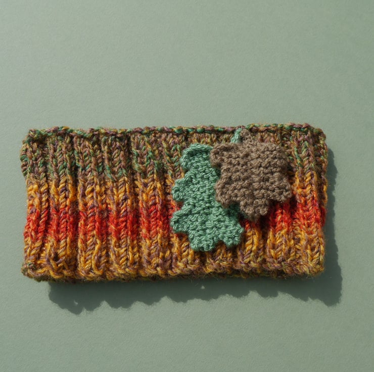 Autumn Headband with Knitted Oak Leaves, Fall E... - Folksy