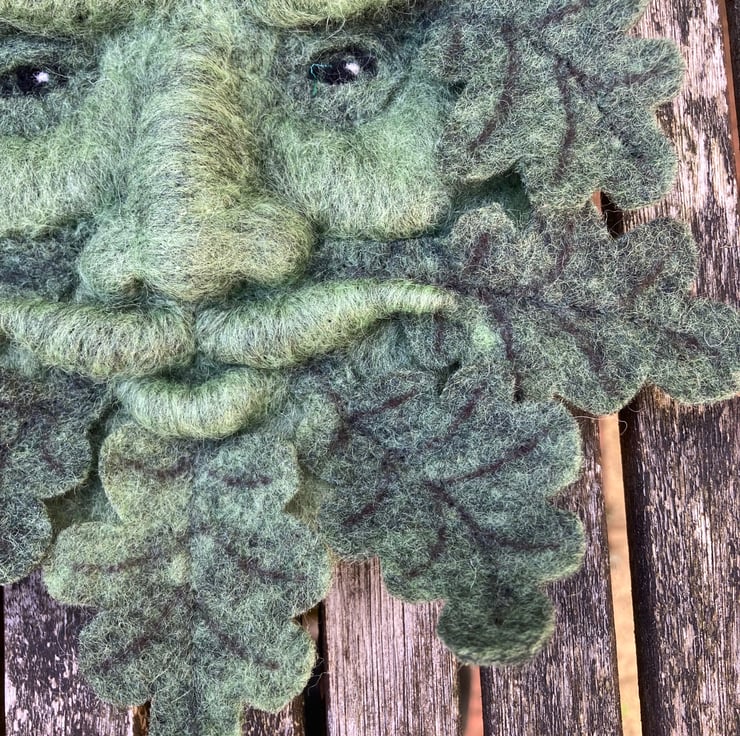 Green man wall plaque, needle felted woollen sc... - Folksy