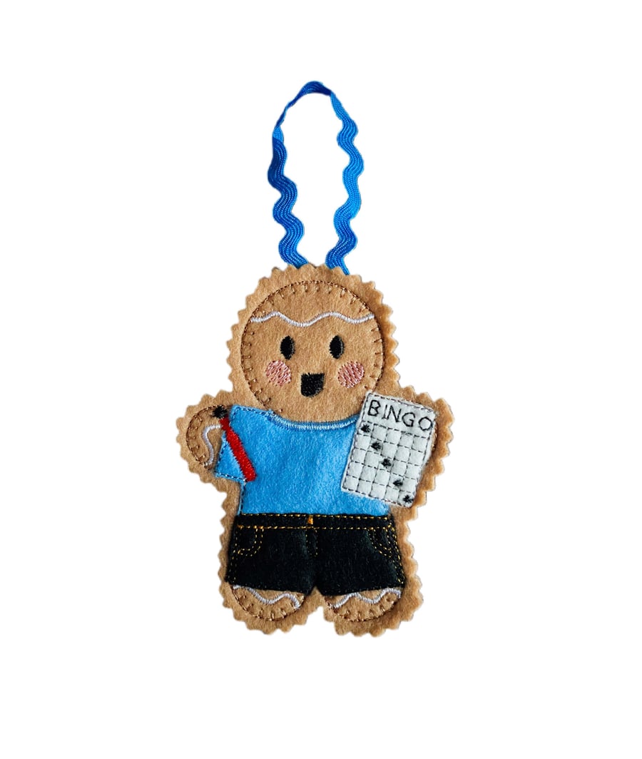 Bingo Player Gingerbread Man Felt Decoration - Folksy