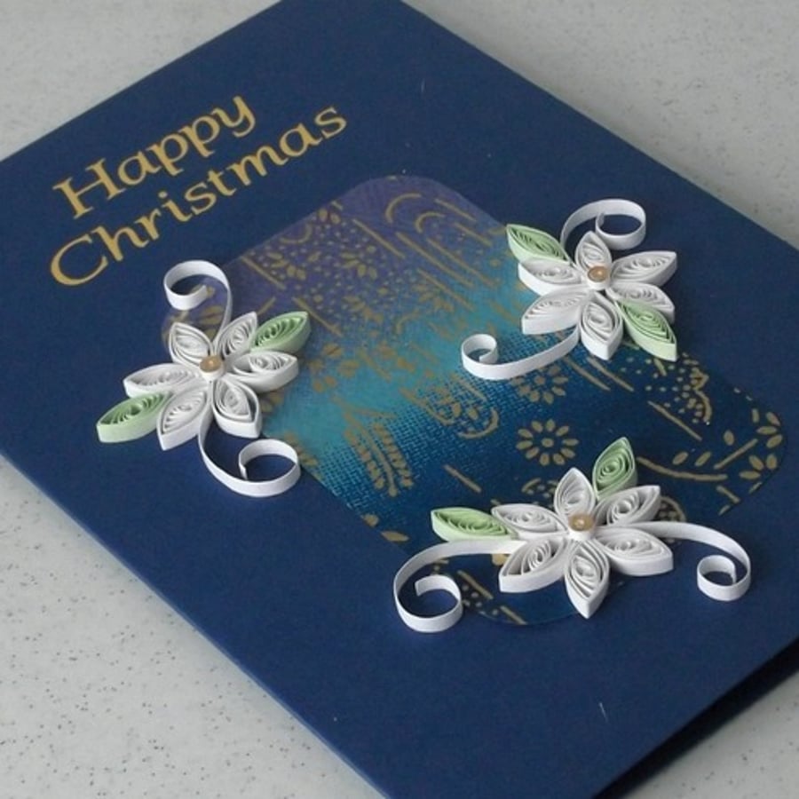 Handmade Christmas card - quilled, paper quilling - Folksy