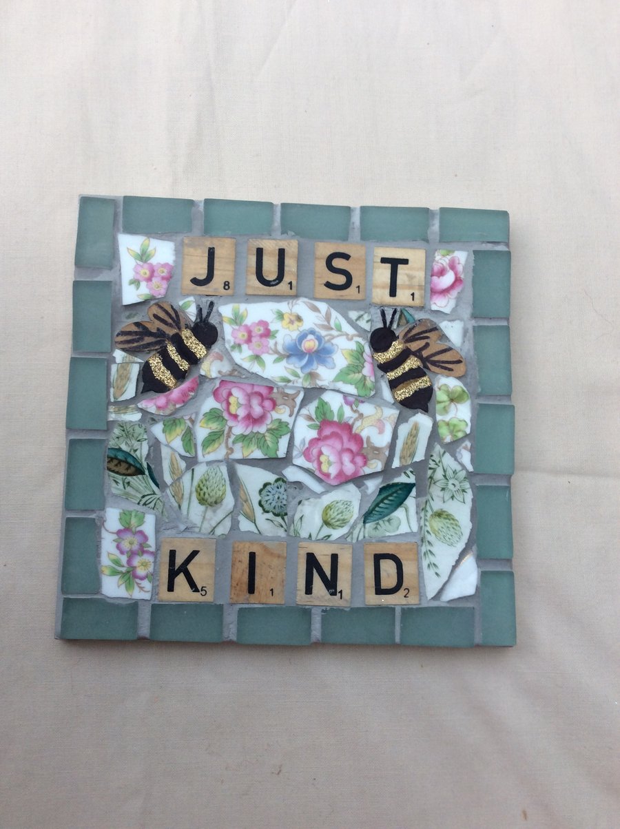 Mosaic Just Bee Kind sign - Folksy