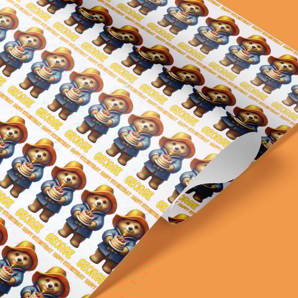 Personalised Bear wrapping paper - Folksy