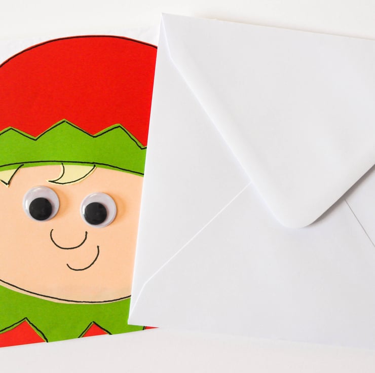 Elf handmade Christmas card, Whimsical Festive ... - Folksy