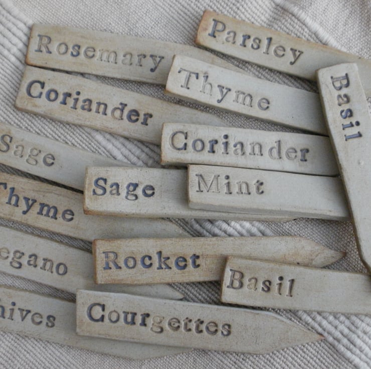 Herb marker, Seed name tags, Ceramic plant stak... - Folksy