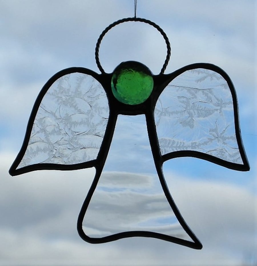 Stained glass suncatcher (Angel) abstract in tw... - Folksy