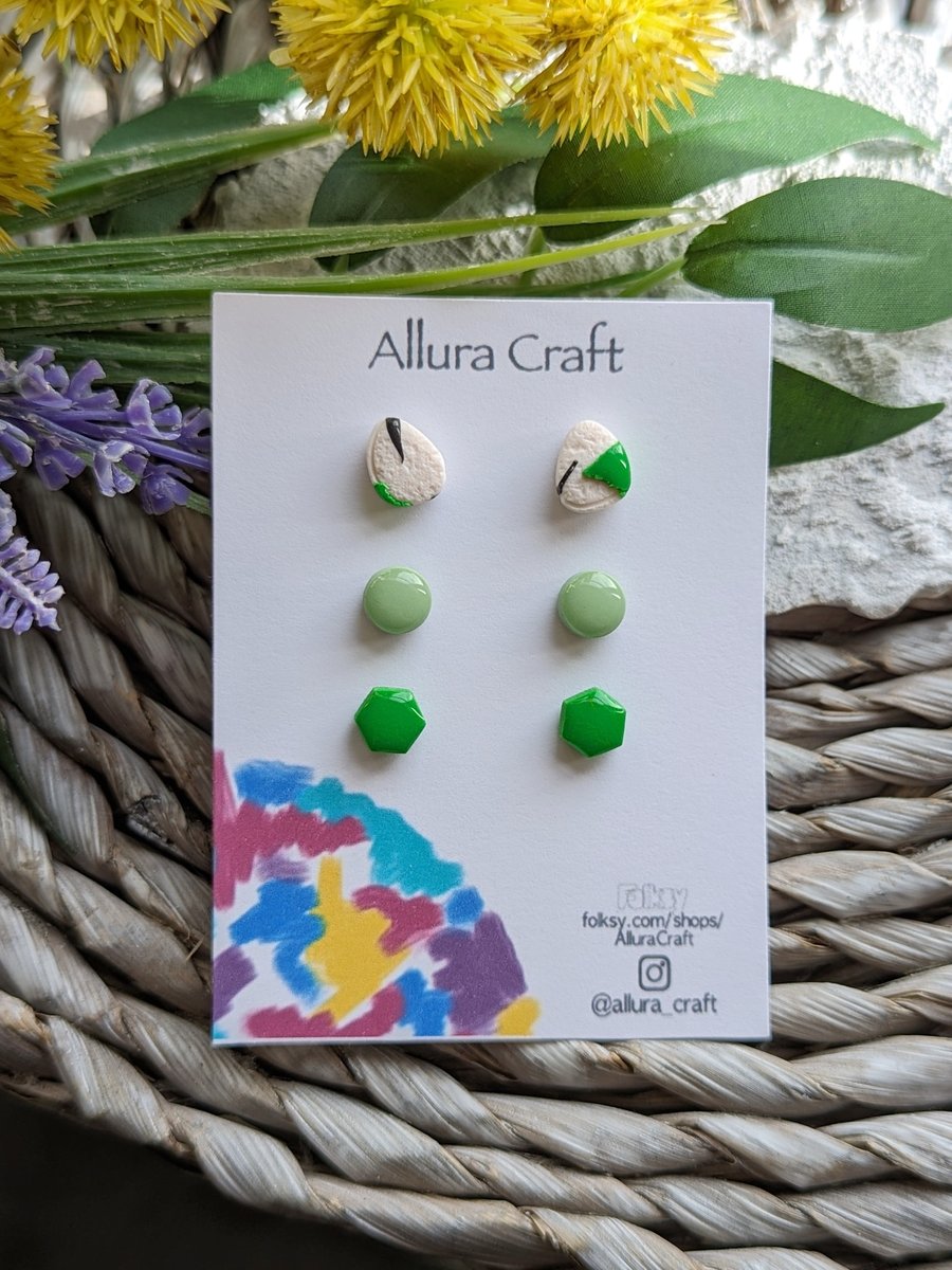 Green Micro Stud Pack - Folksy