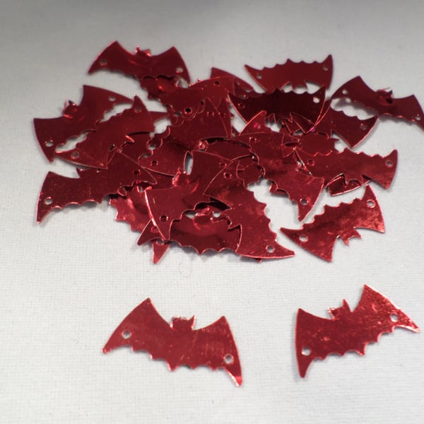 30 x Craft Sequins - Halloween - Bat - 22mm - Red - Folksy