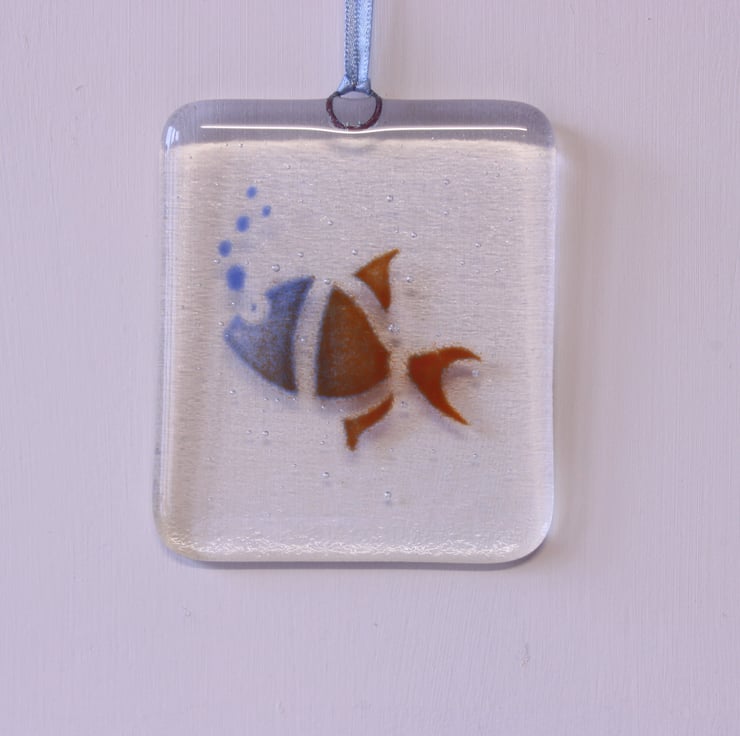 Fish fused glass suncatcher - Folksy