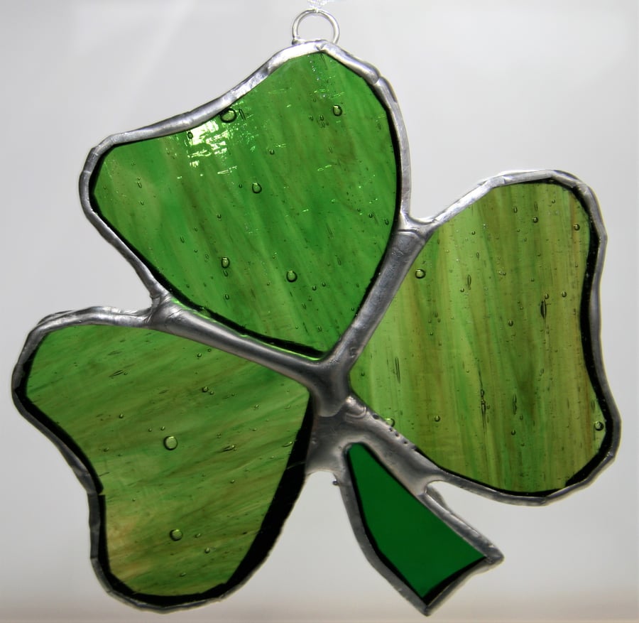 Shamrock suncatcher made from stained glass - Folksy