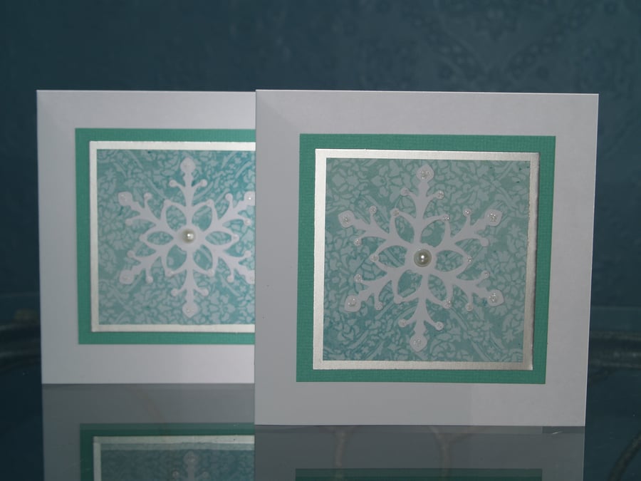 Pair of Snowflake Christmas cards - Folksy
