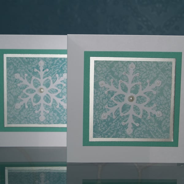Pair of Snowflake Christmas cards - Folksy