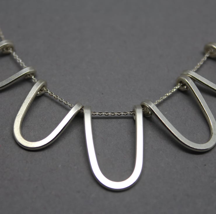 sterling silver loop necklace, statement silver... - Folksy