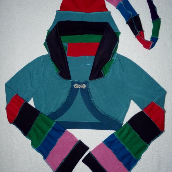 Upcycled Shrug with Long Hood and Bell Bottom ... - Folksy