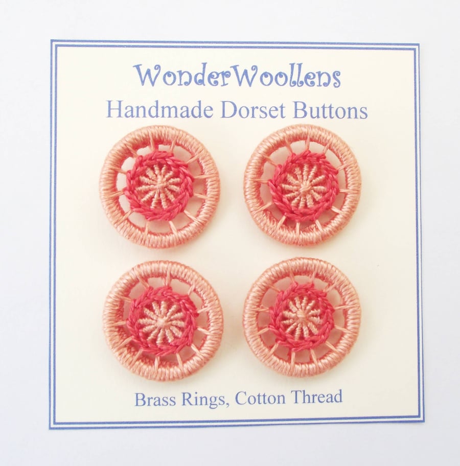 Dorset Buttons, Set of 4, Handmade, Peach, Cora... - Folksy