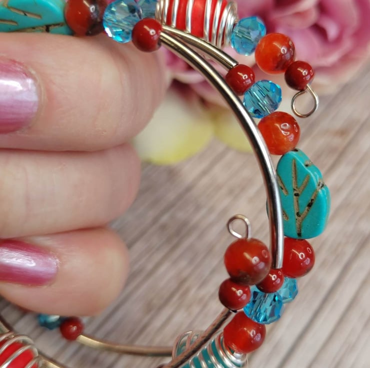 Wrap around memory wire bracelet with gemstones... - Folksy