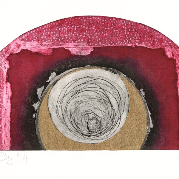 Hand print Abstract tetra pack collagraph print - Folksy