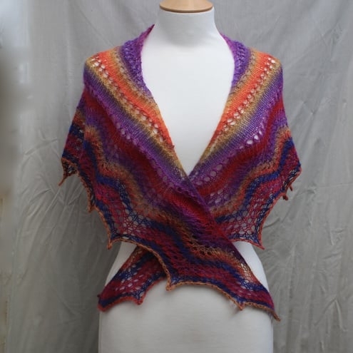 Handknitted Hannah rainbow scarf/ shawl - Folksy