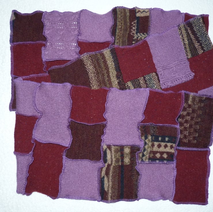 Upcycled Patchwork Wool and Acrylic Long Scarf - Folksy