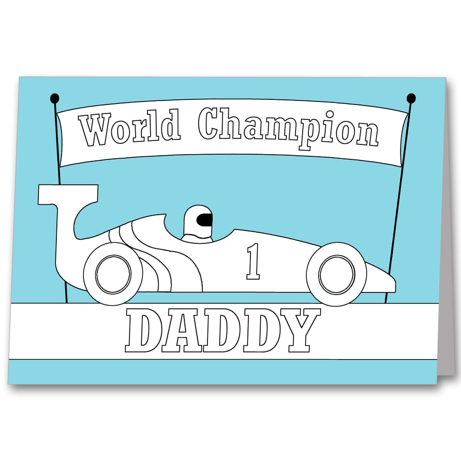 Colour your own Racing Car Father's Day Card. - Folksy