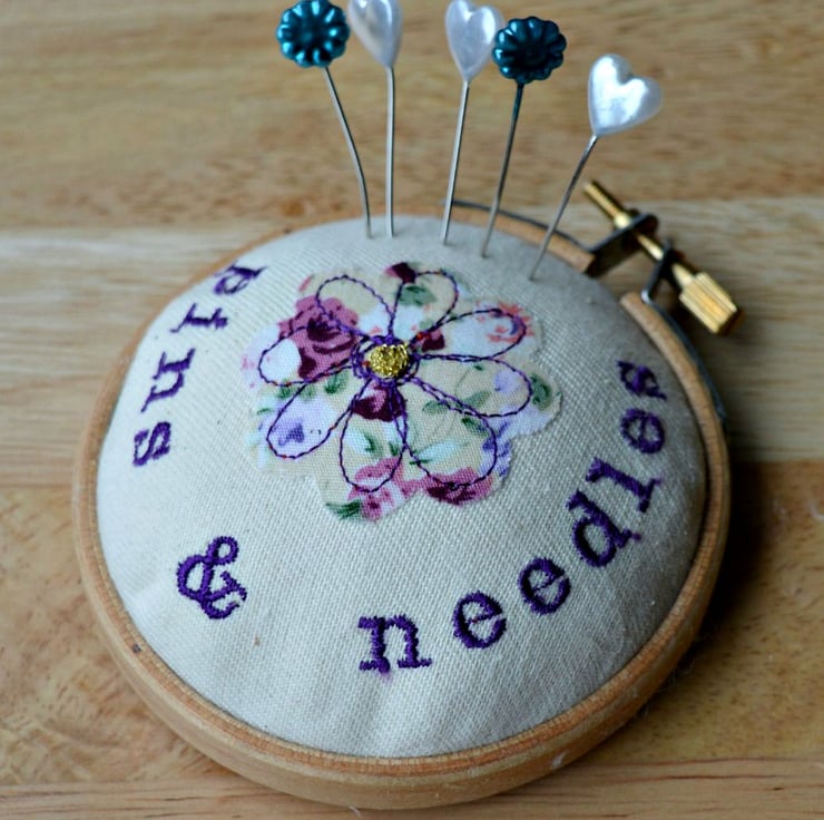 PINS & NEEDLES Embroidery hoop style pin cu... - Folksy