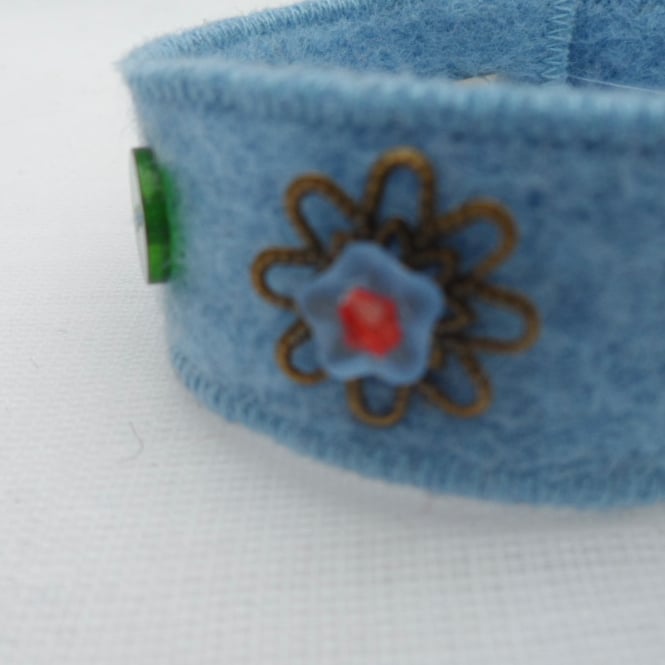 Beaded Felt Band Bracelet, Cuff, blue - Folksy