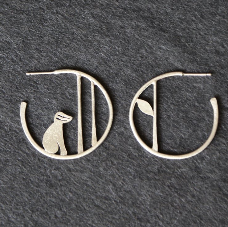Edge of the woods medium hoop earrings - badger - Folksy