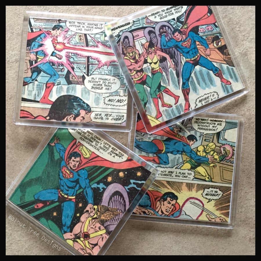 Superman Comic Book Coaster Set - Folksy